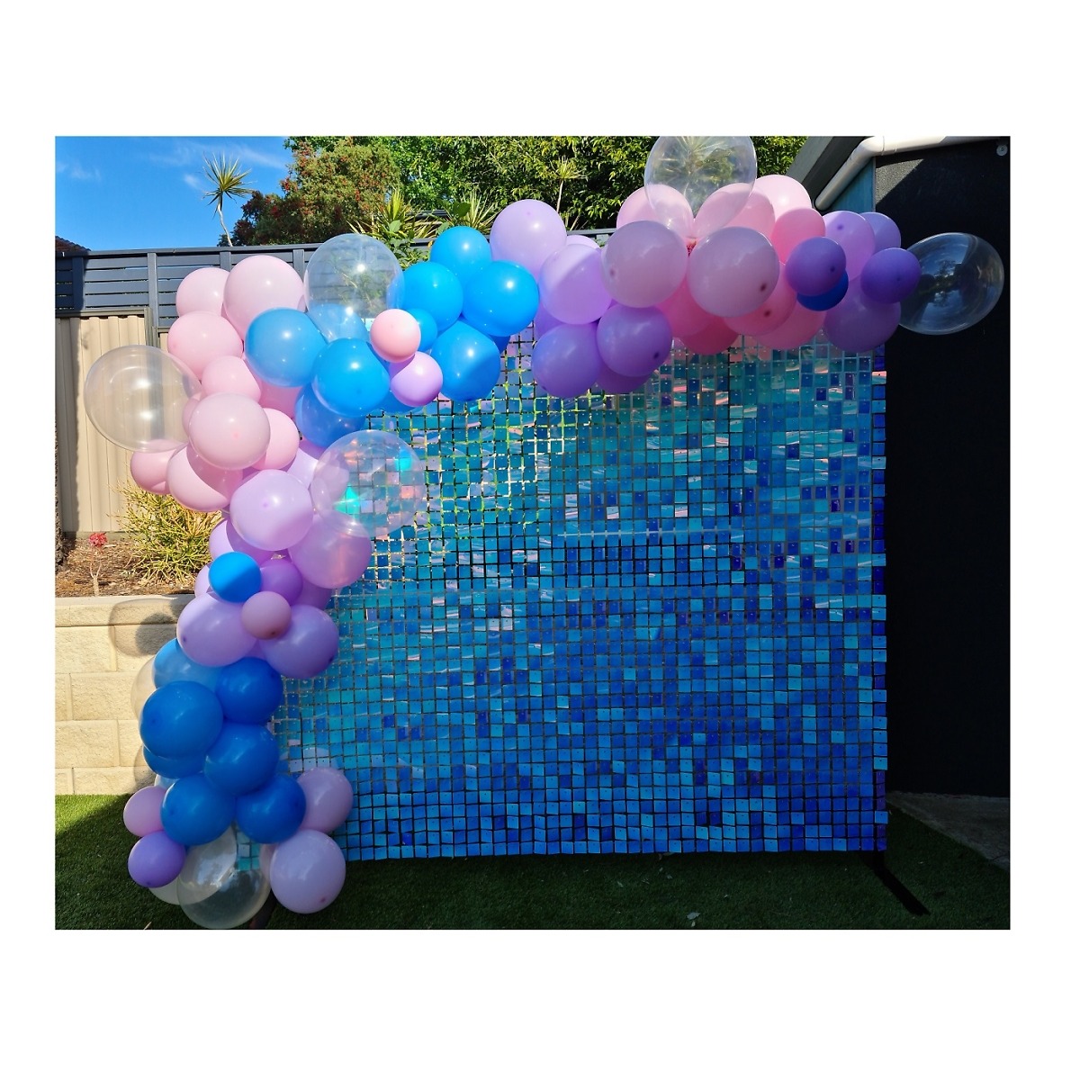 Iridescent Rainbow Shimmer Wall – Simply Chic Events event hire Party Hire